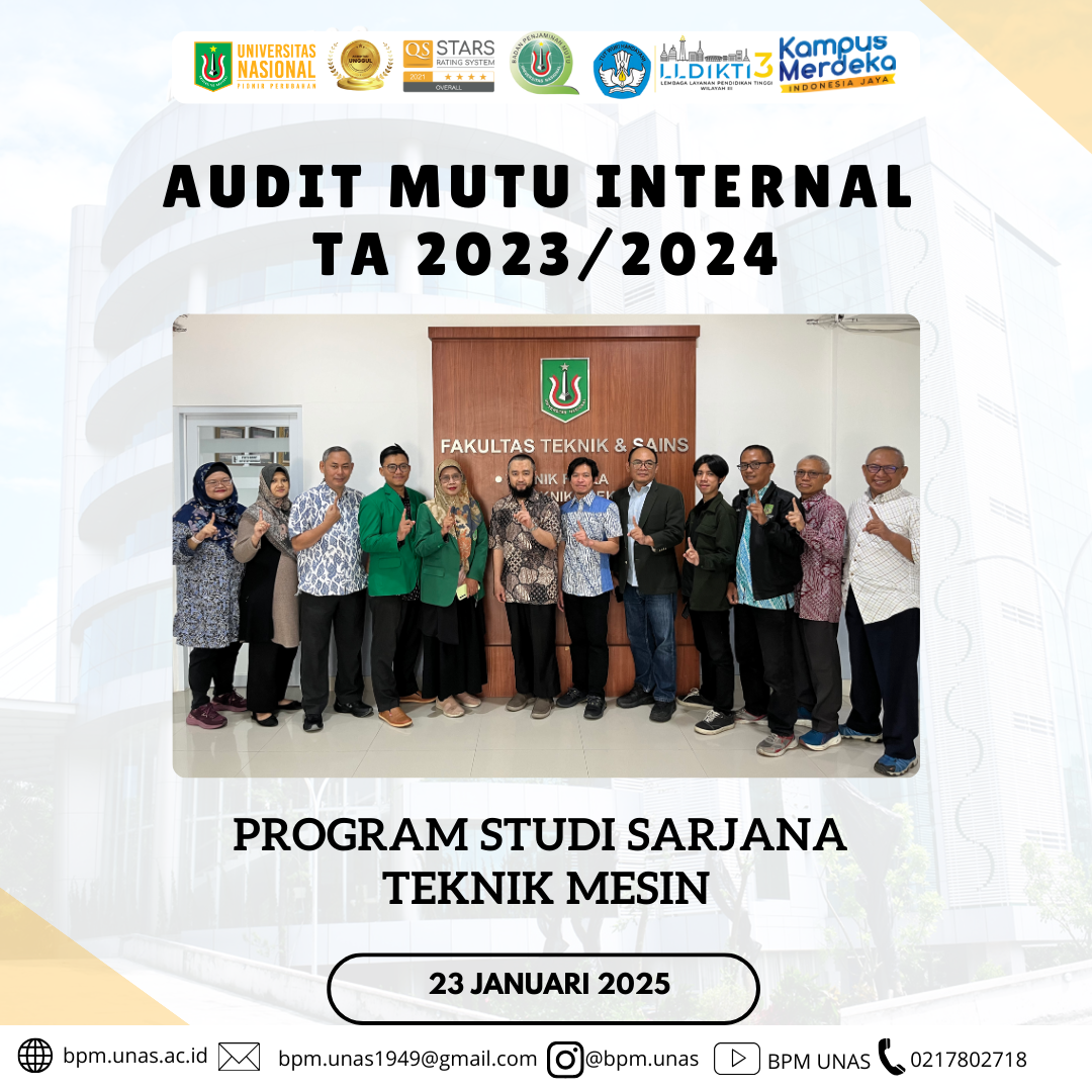 Audit Mutu Internal TA 2023/2024 – Program Studi Sarjana Teknik Mesin – Badan Penjaminan Mutu ...