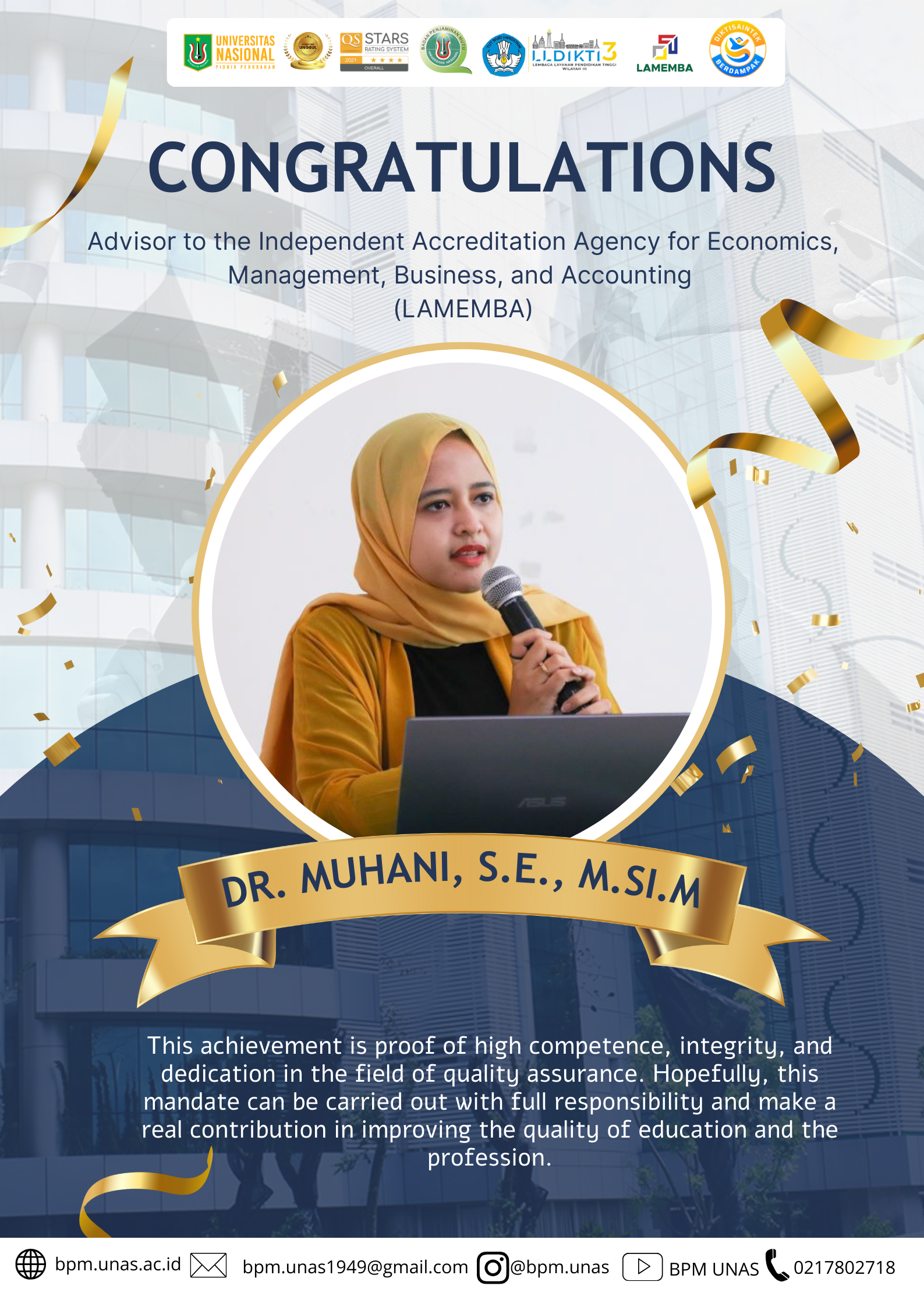 Congratulations – Badan Penjaminan Mutu – Universitas Nasional